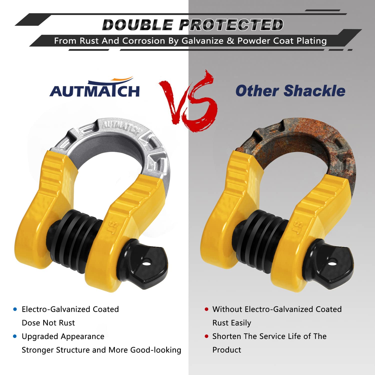 Snapklik.com : AUTMATCH D Ring Shackles 3/4" Mega Shackle (2 Pack) 68 ...