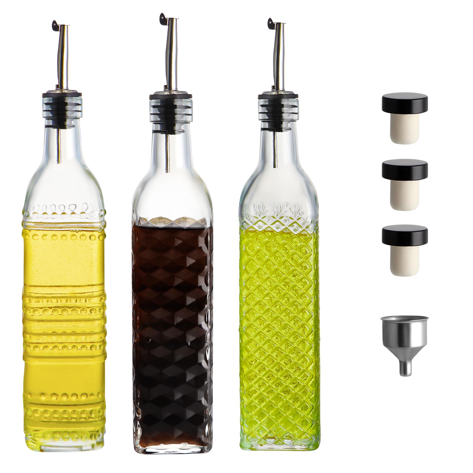 Amazon.com: MDLUU Oil and Vinegar Dispenser Set, 17oz Clear Glass Olive ...