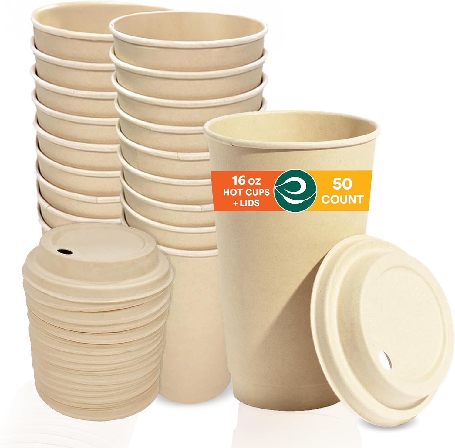 Amazon.com: ECO SOUL 100% Compostable Plant-Based 16oz Hot Cups with ...