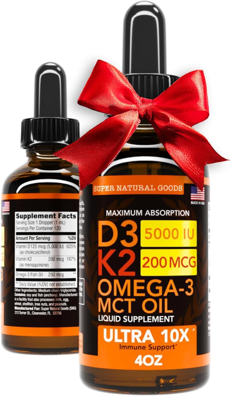 Amazon.com: Liquid Vitamin D3 K2 10000IU with Magnesium Glycinate 5mg ...