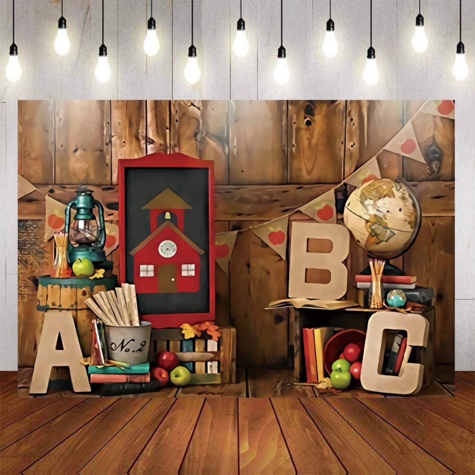 Buy Kindergarten Classroom Backdrop ABC Vintage Wooden House Back to ...