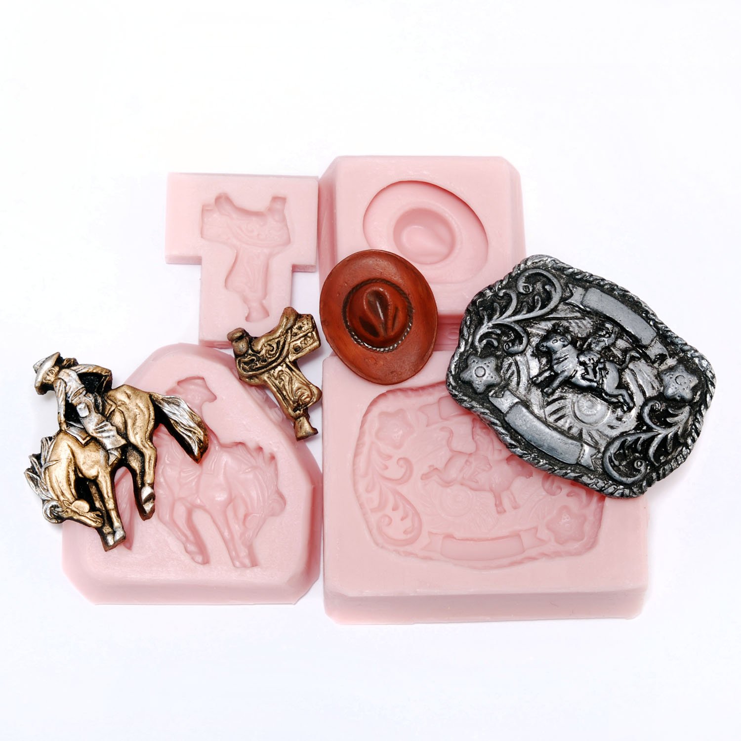 Amazon.com: Cowboy Belt Buckle, Hat, Saddle and Horse Mold Set Food ...