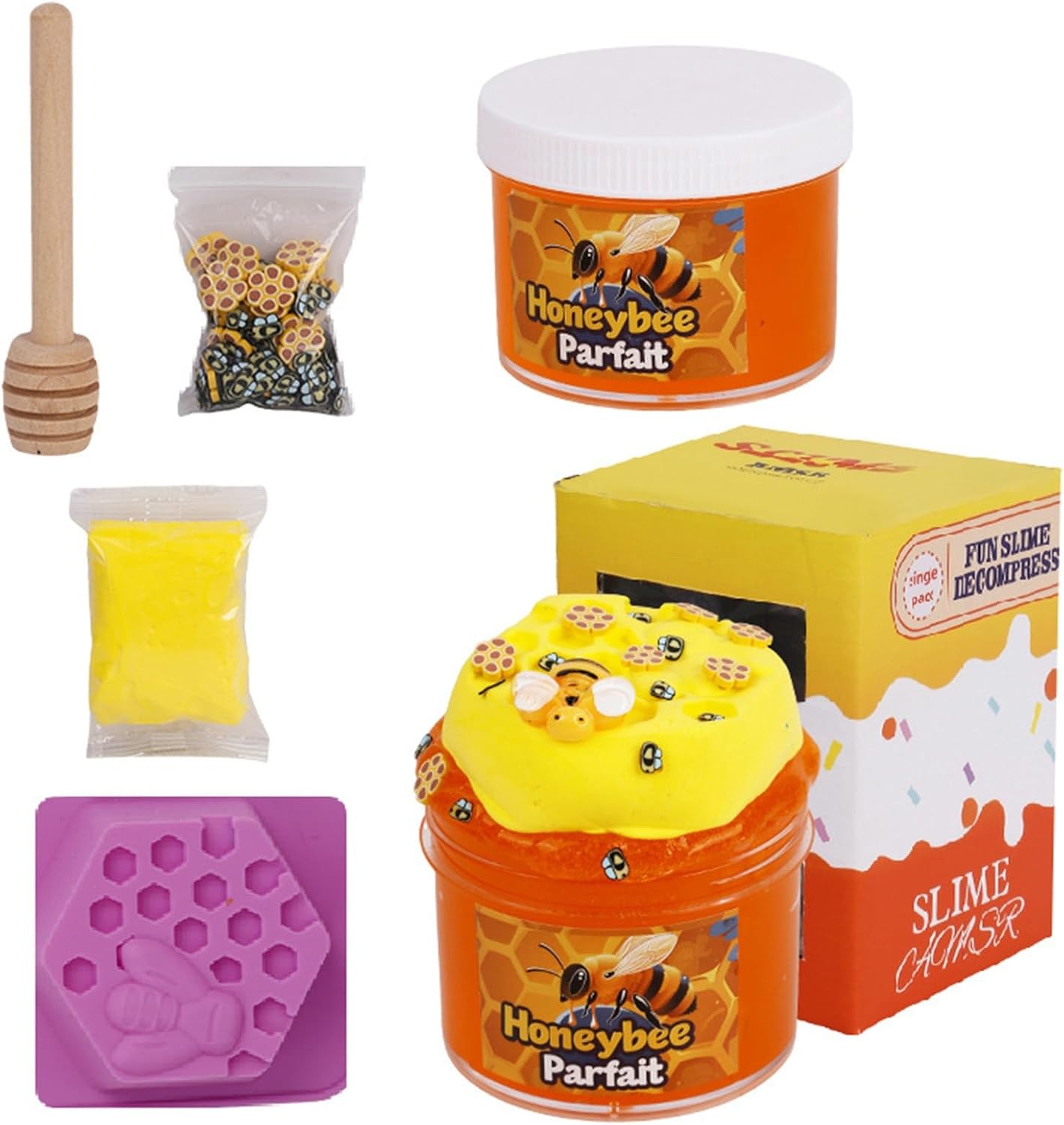 Bee Butter Slime Kit, 1 Set Bee Butter Mud Crystal Mud Bull Head Glue ...