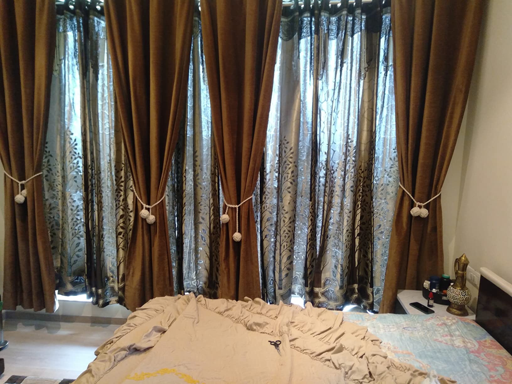 Buy JAZLOG Farmhouse Rustic Curtain Tiebacks - Adjustable Drapery ...