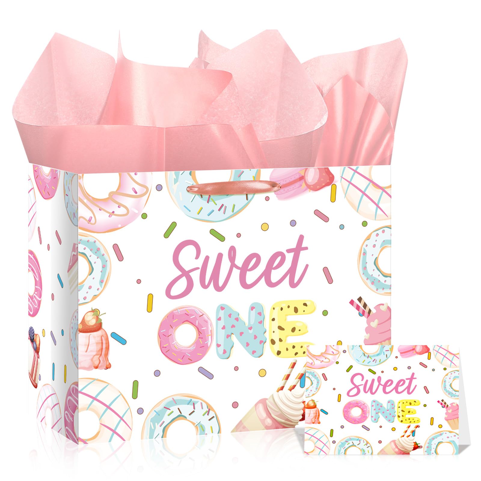 Amazon.com: Wayyogh Sweet One Gift Bag 1st Birthday Wrap Bag for Girls ...