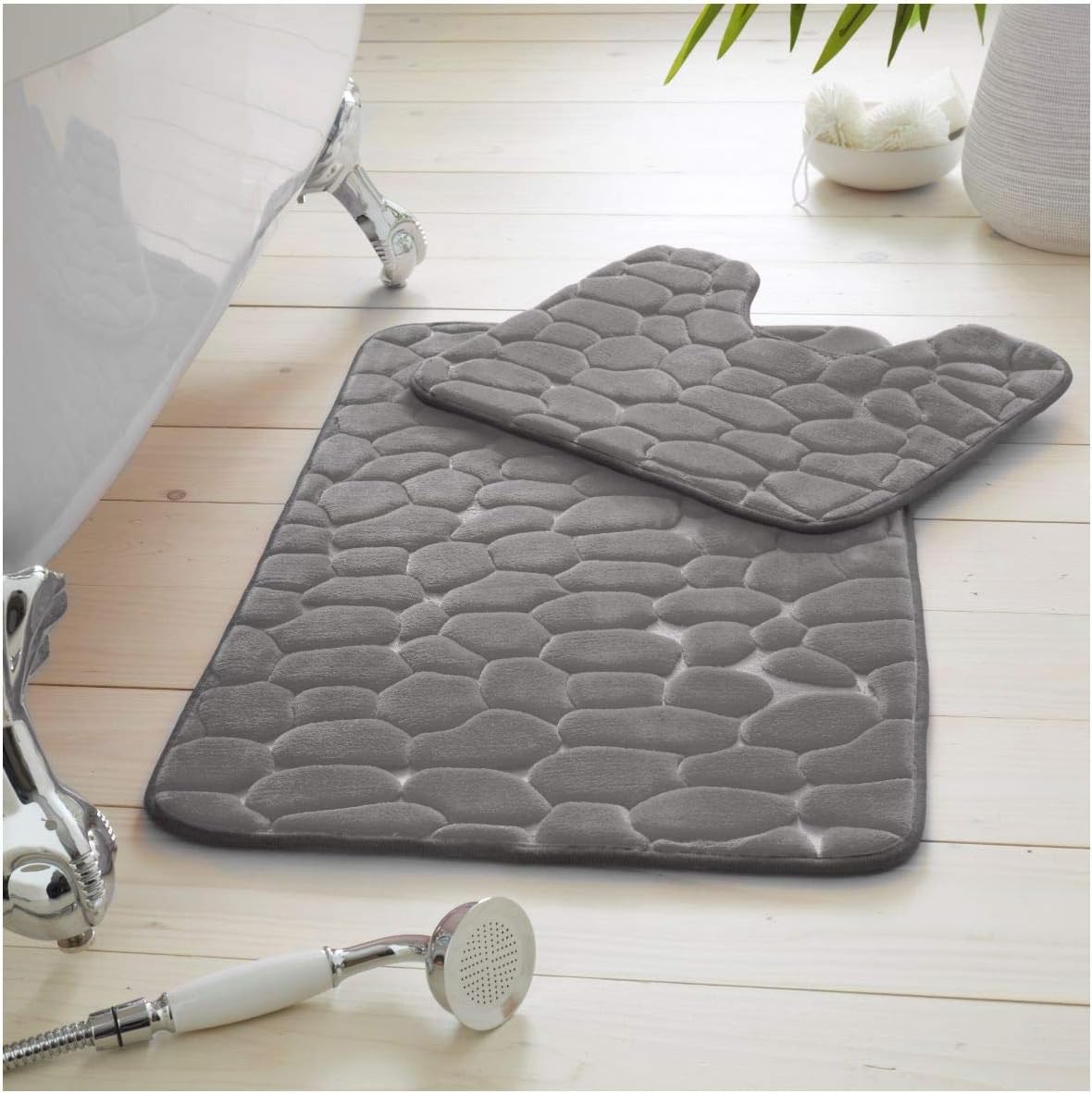 GC GAVENO CAVAILIA 2Piece Memory Foam Sage Green Bath Mat Set, Stone ...