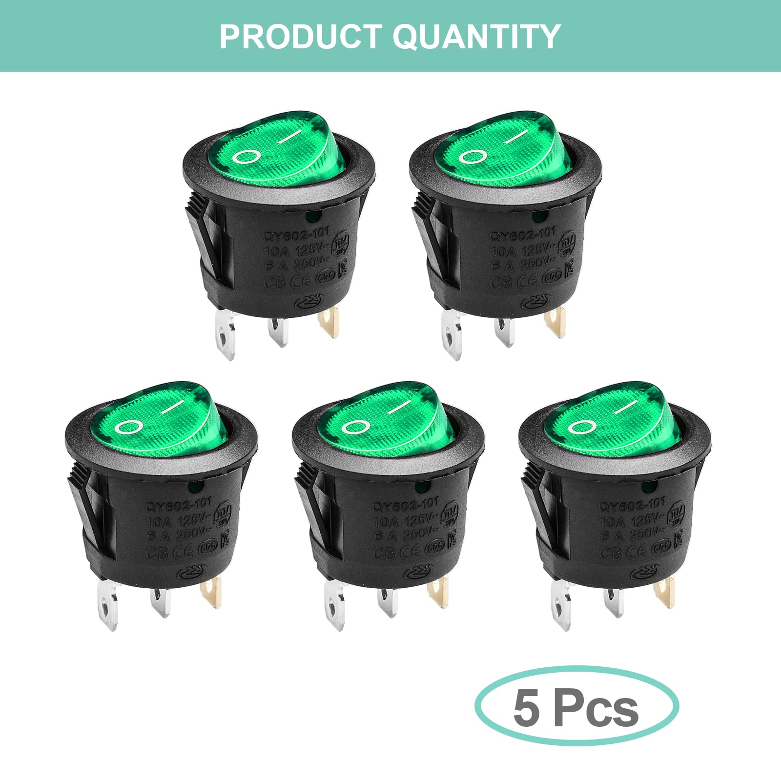 Snapklik.com : SPDT AC 6A/125V 10A/250V 3 Pins 2 Position ON/Off Green ...