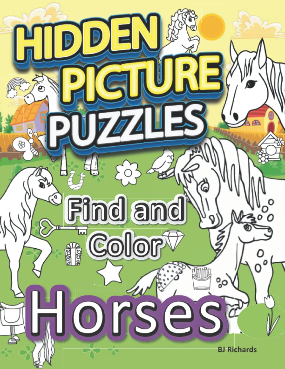 Buy Hidden Picture Puzzles Find and Color Horses: Fun Find the Hidden ...