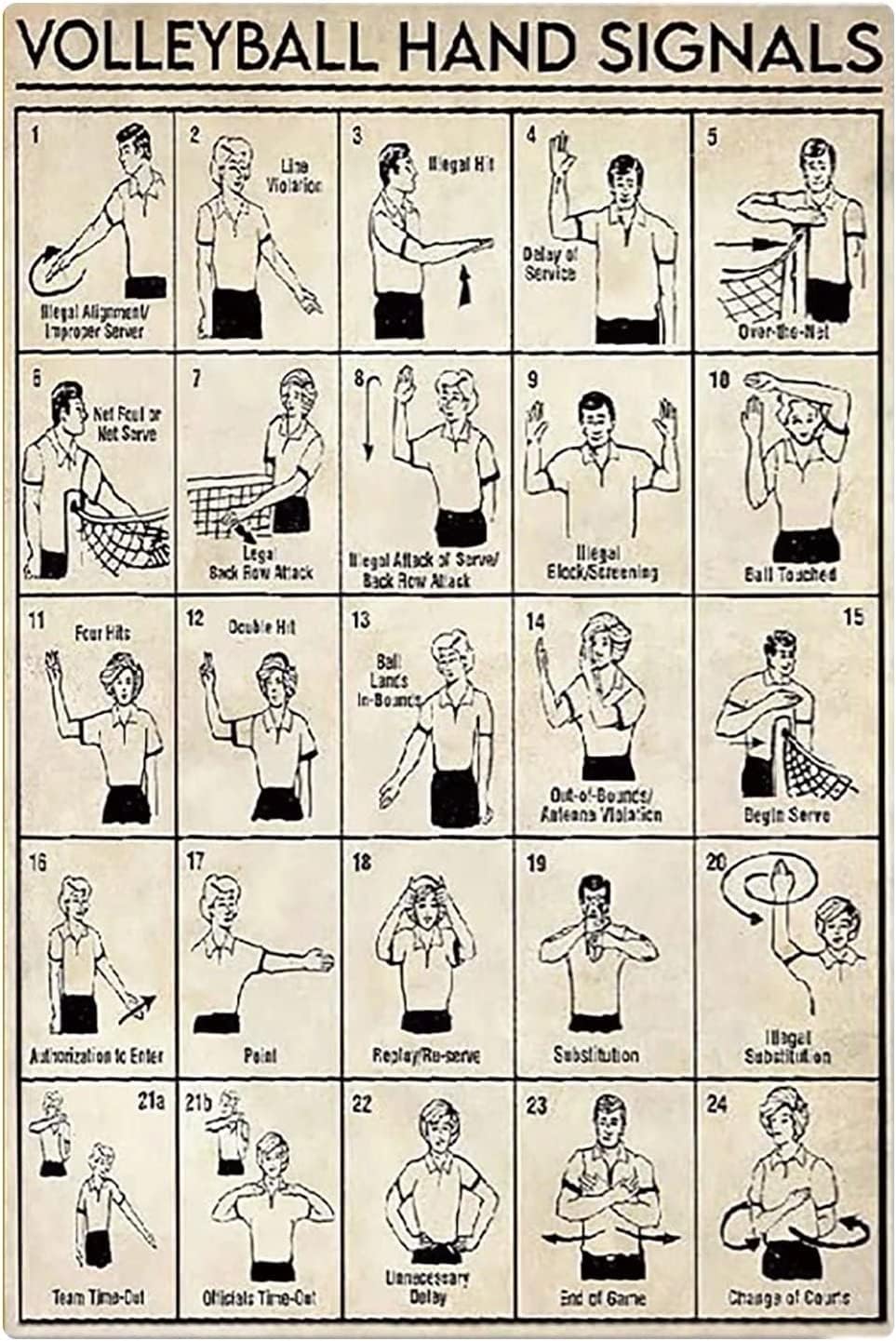 Amazon.com: Volleyball Hand Signals Metal Signs Wall Decor Volleyball ...