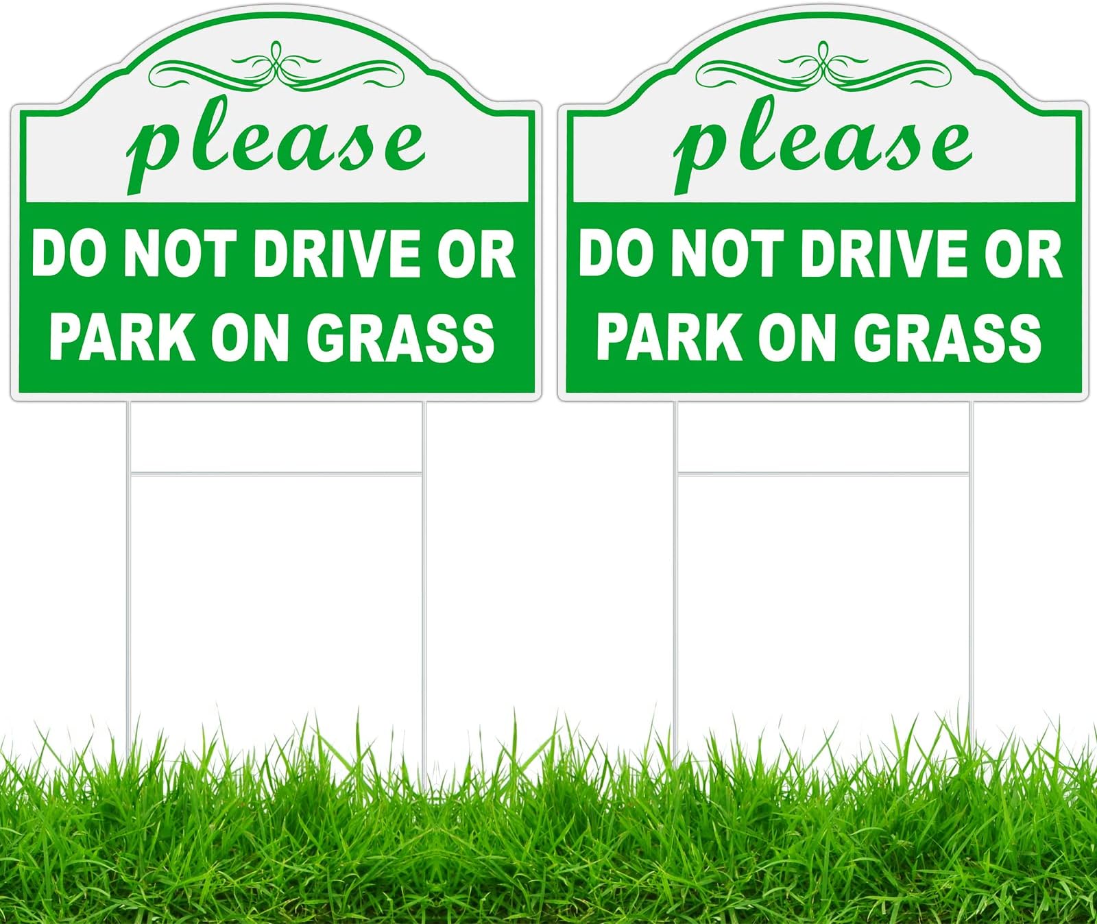 Amazon.com: Please Do Not Drive or Park on Grass Sign with Stake 2 Pack ...
