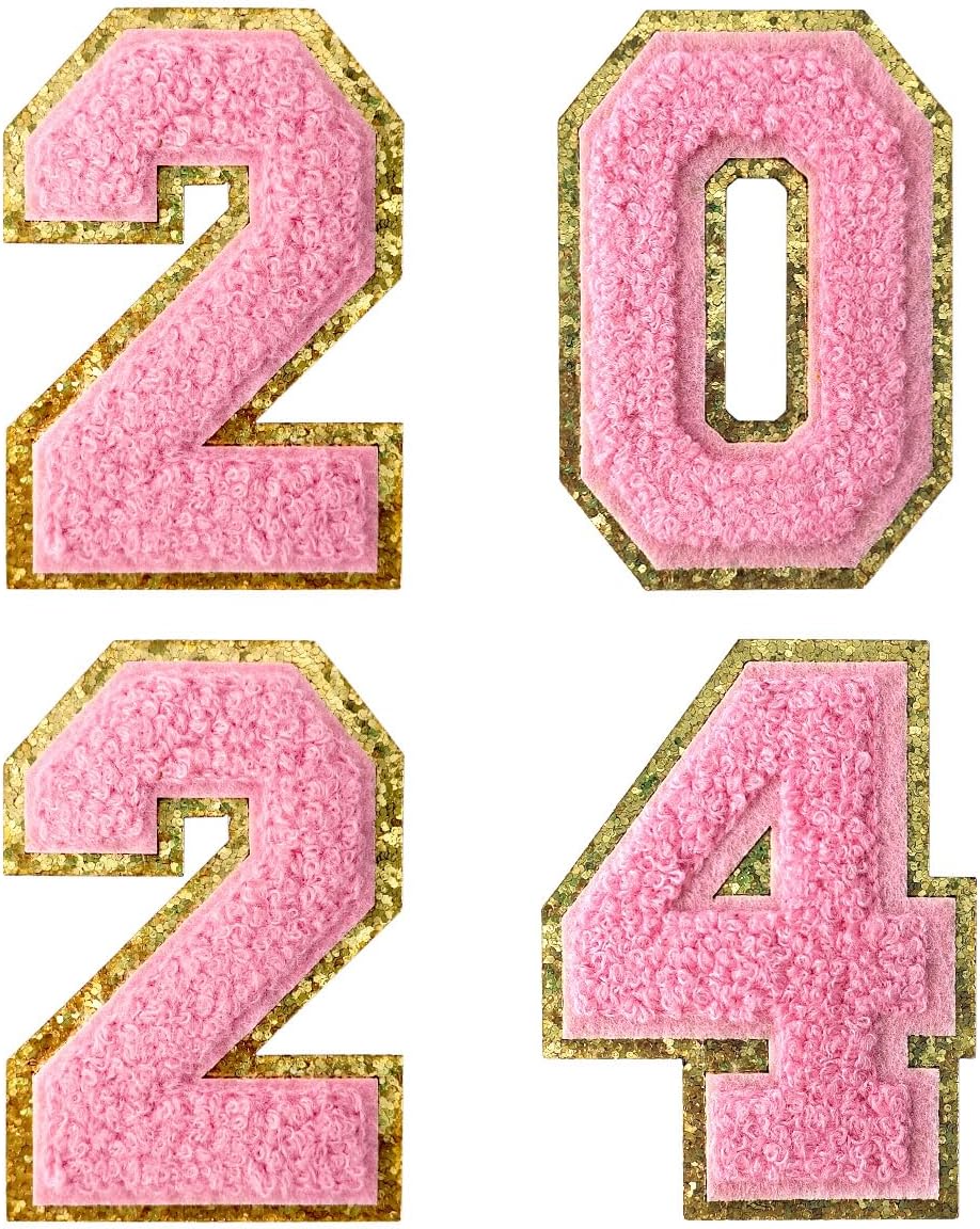 Amazon.com: TACVEL 4PCS 3.1inch Chenille Numbers Patch, Iron on Large ...