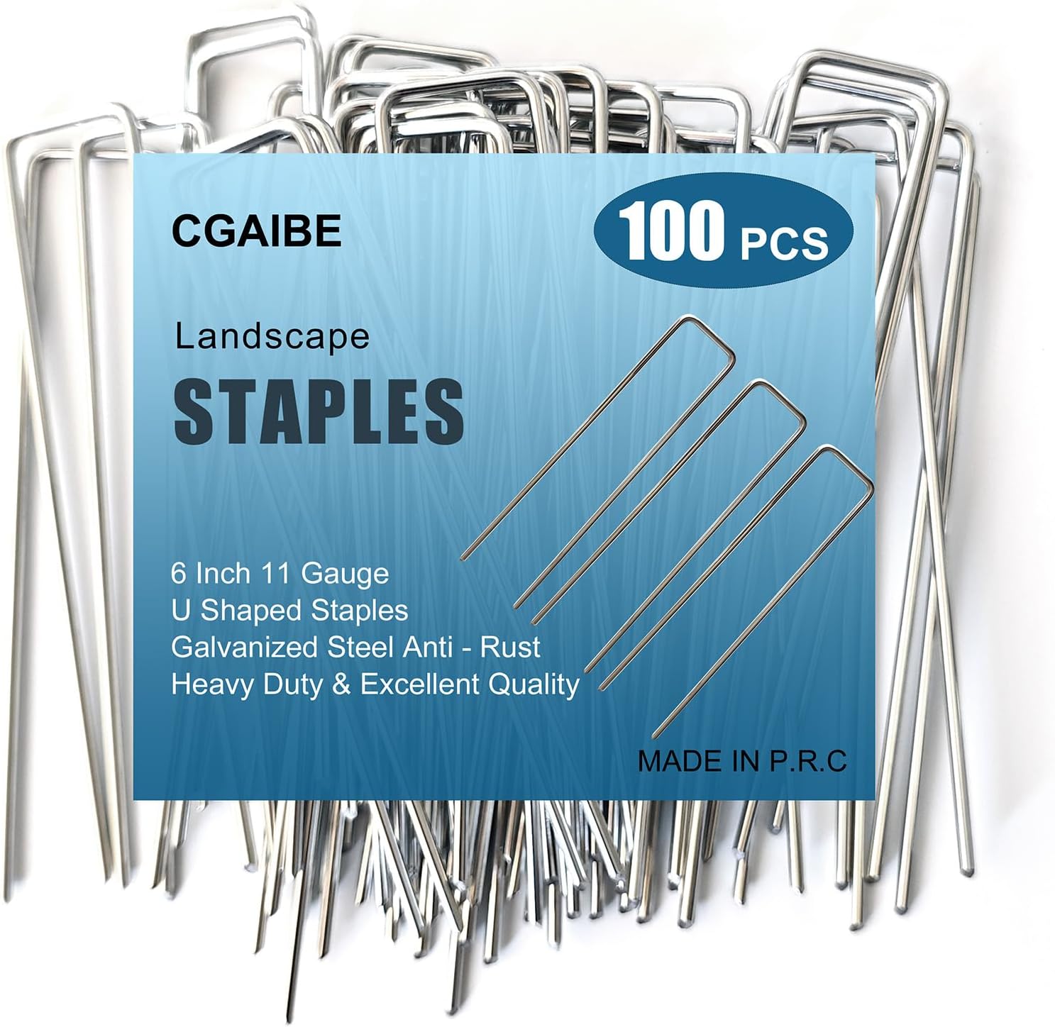 Amazon.com : CGAIBE Galvanized Landscape Staples, 100 Pack 6 Inches ...