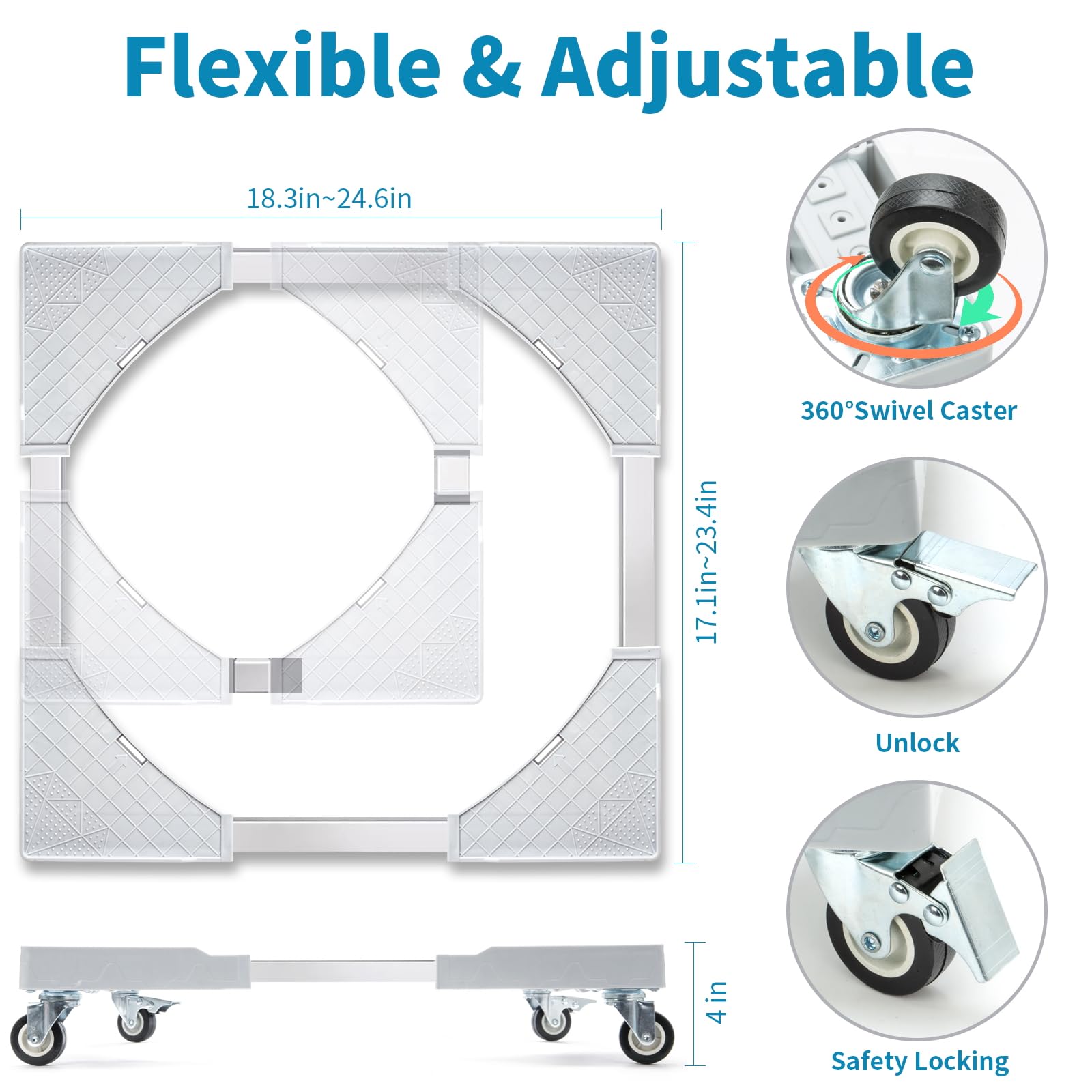 Snapklik.com : Universal Mobile Base Mini Fridge Stand Base Adjustable ...