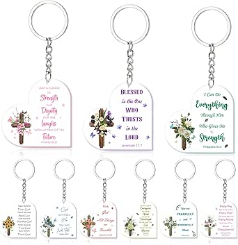 Amazon.com: RUMIA 9 Pcs Christian Keychain for Women Inspirational ...