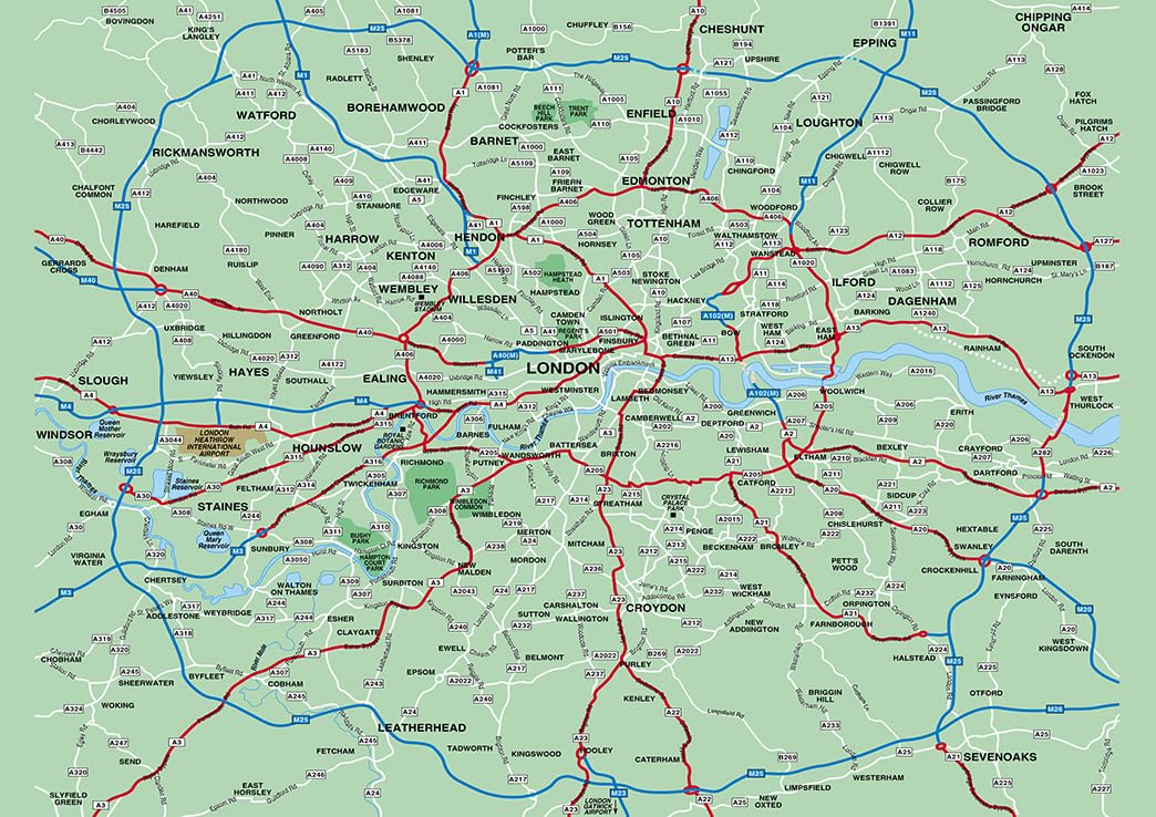 Map of London Boroughs Districts Map Wall Art Poster Large A0 Size ...