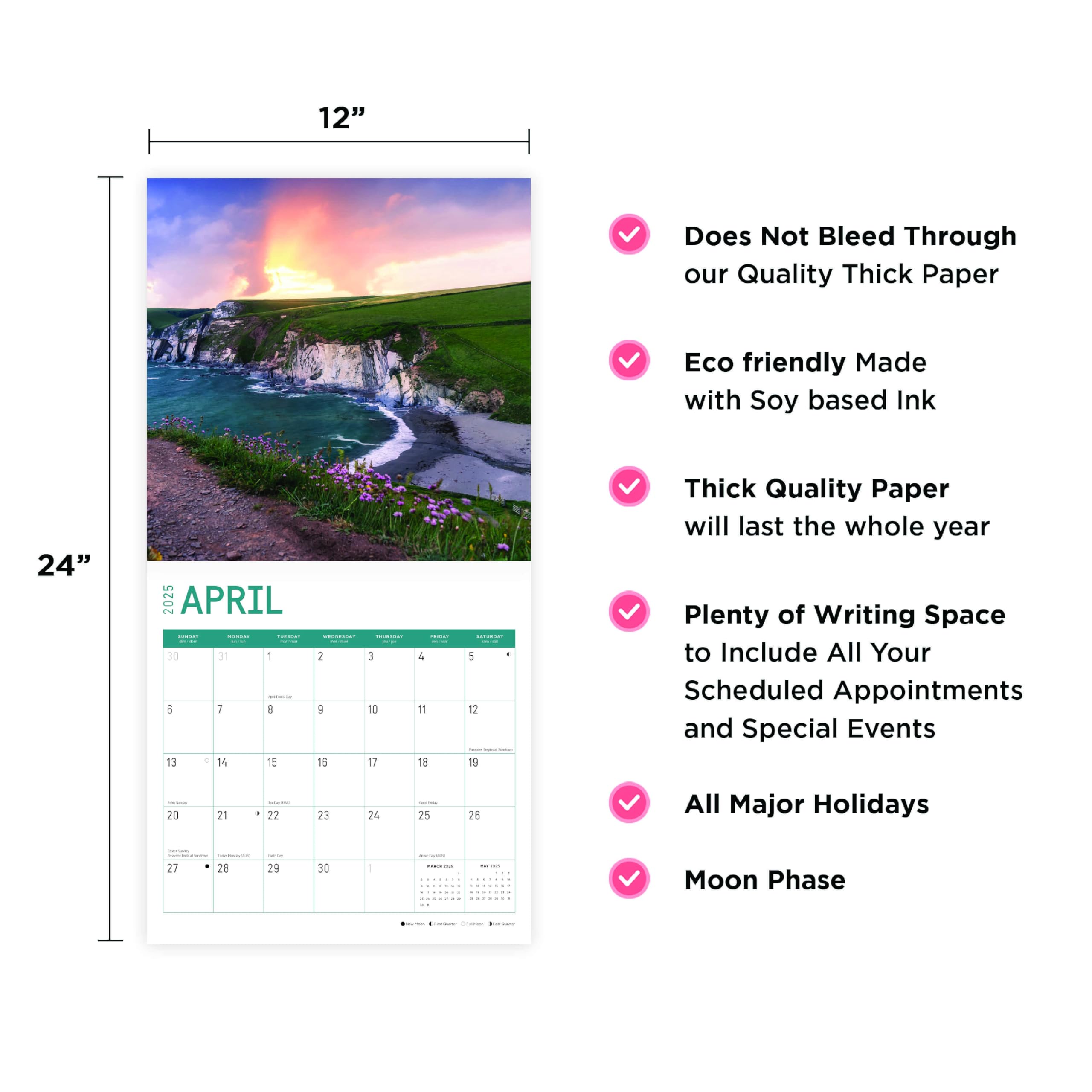 2025 England Monthly Wall Calendar by Bright Day, 12 x 12 Inch United ...