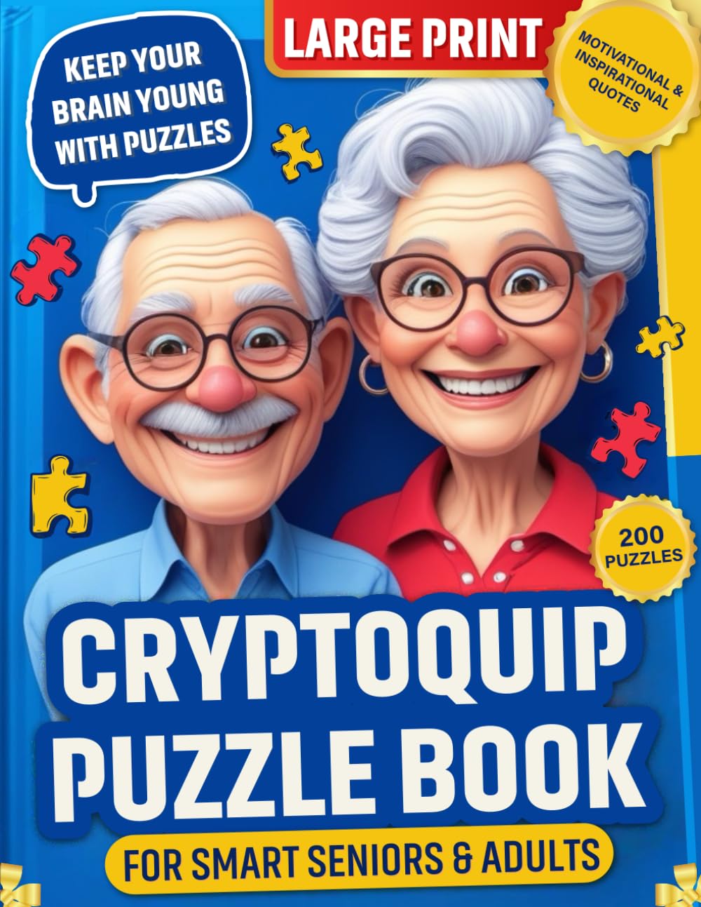 Cryptoquip Puzzle Book For Smart Seniors and Adults: Engaging Large ...