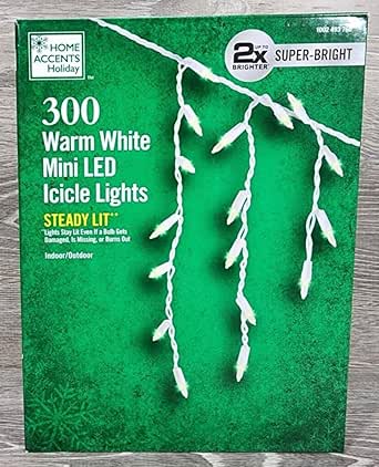 300 Warm White Mini LED Icicle Lights Steady Lit Super Bright 27 Ft ...