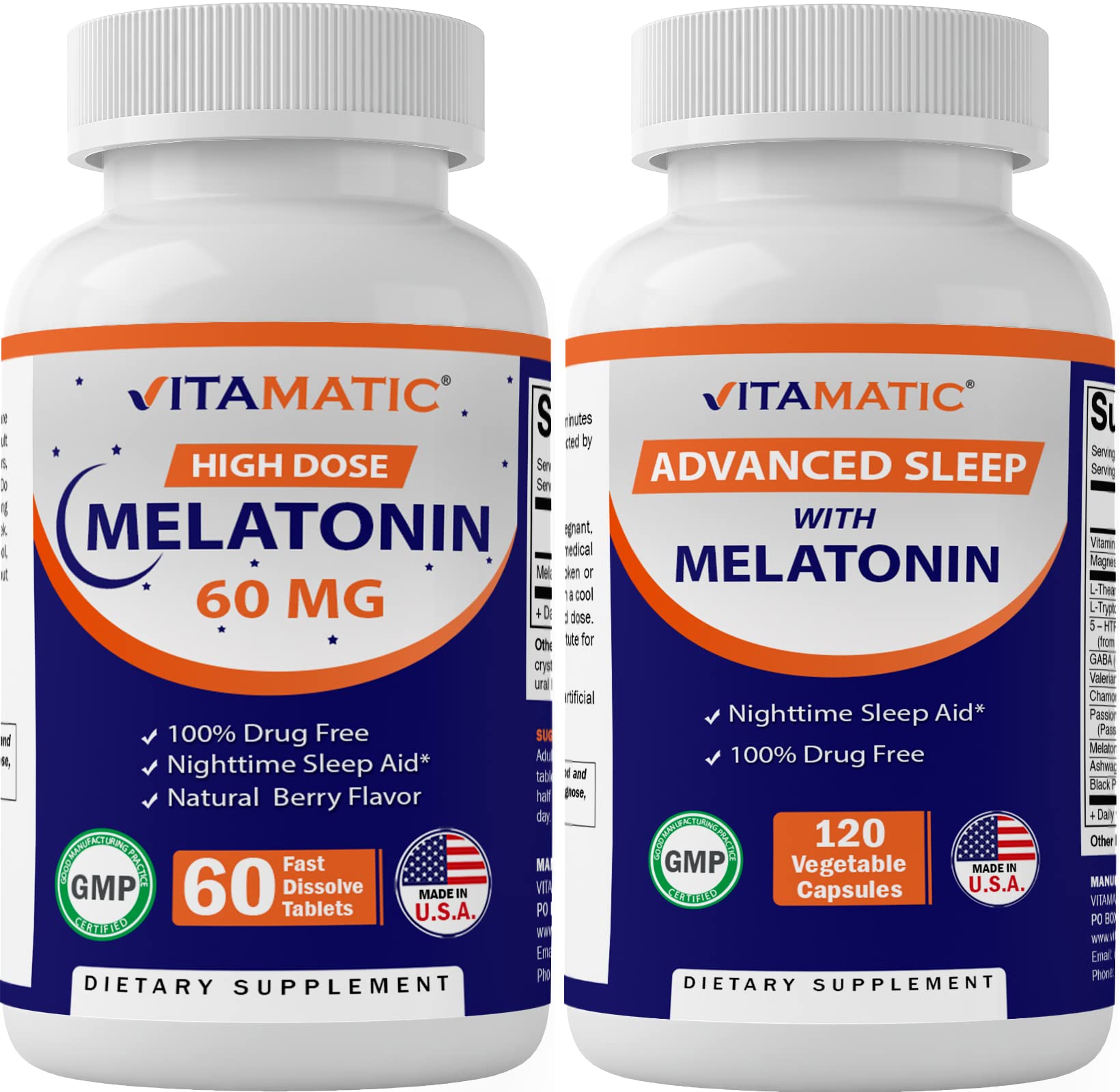 Amazon.com: Vitamatic Melatonin 60mg with B6, Magnesium, L-Theanine, L ...