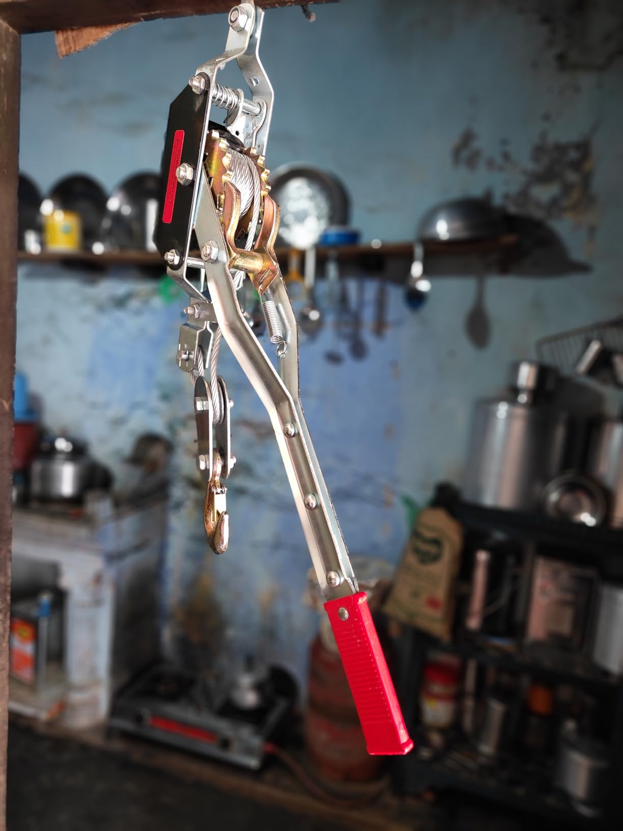 HELLARO Heavy-Duty 4-Ton Dual Gear Power Hand Puller With Cable Rope ...