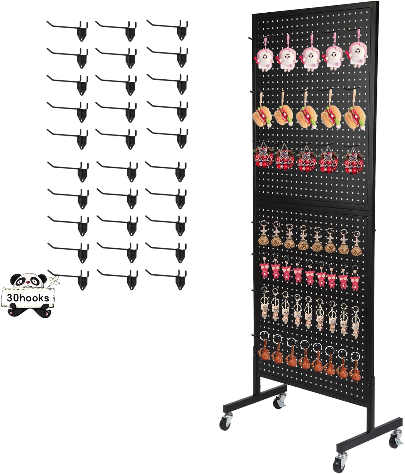 Amazon.com: uyoyous Pegboard Display Metal Pegboard Panels Rolling Pegboard Display 23.62" X 68. ...
