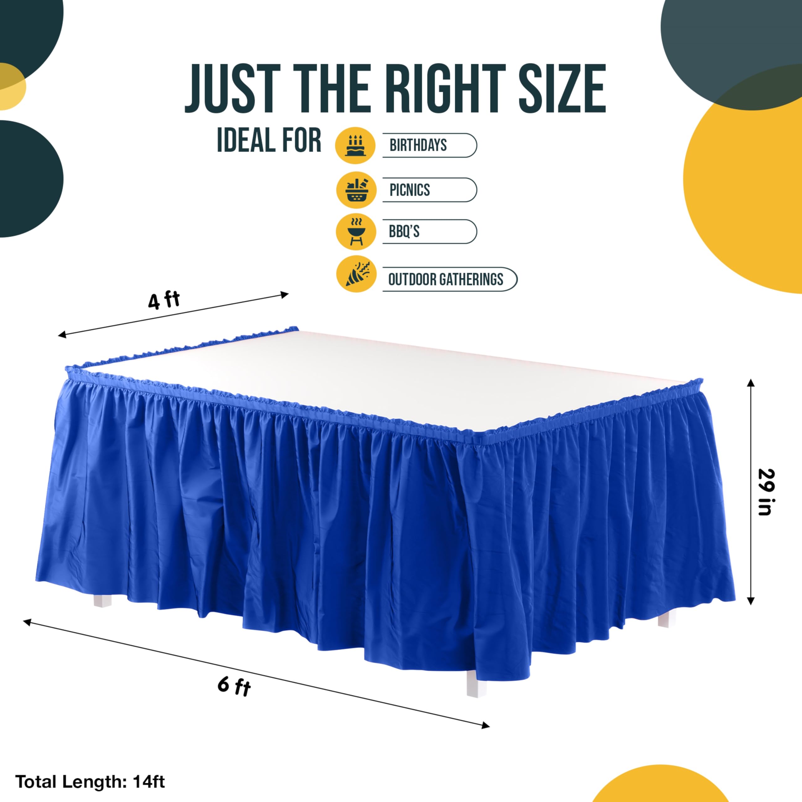 Snapklik.com : Exquisite Ruffle Table Skirt Dark Blue 6 Pack 14 Ft Long ...