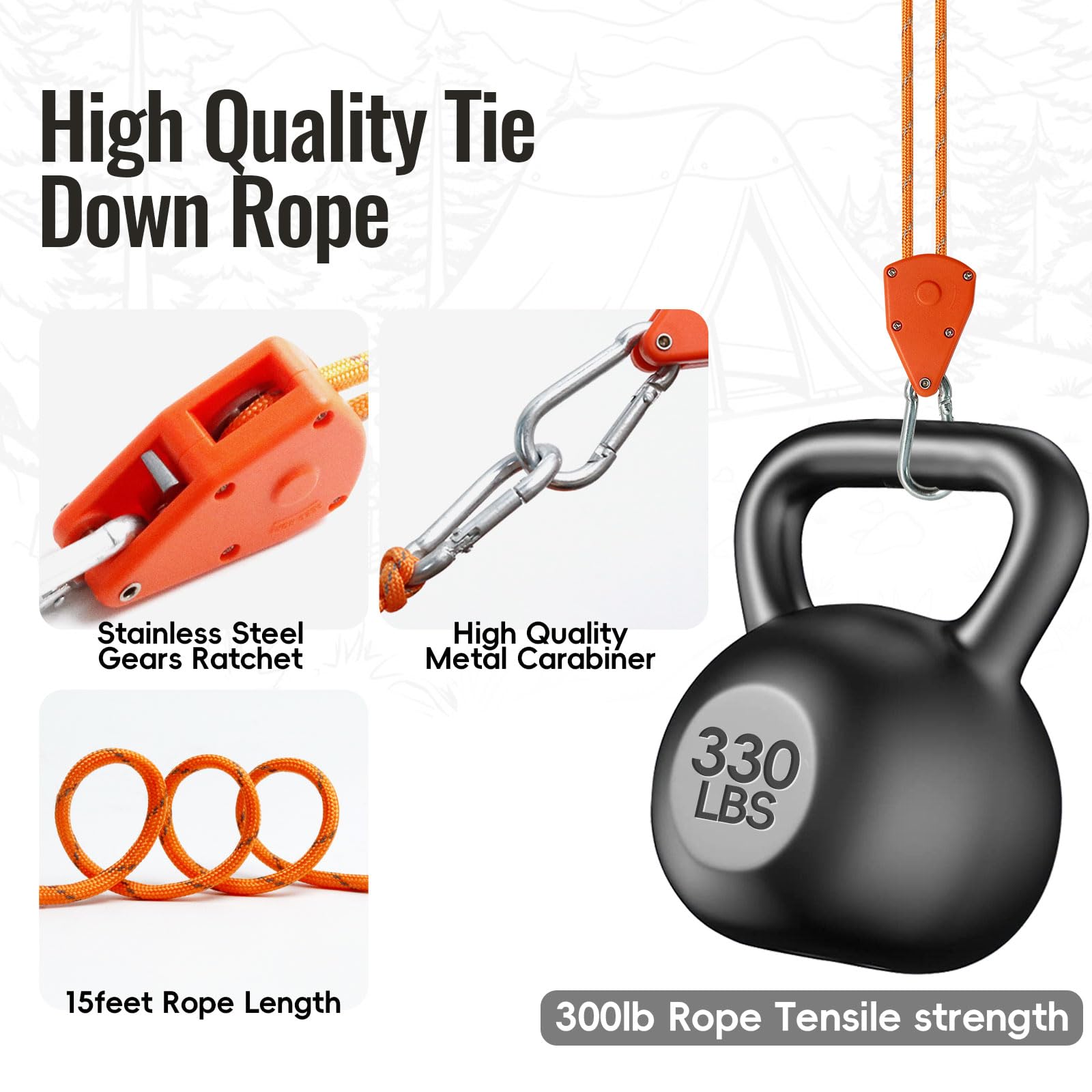 Snapklik.com : KOKKOYA Adjustable Rope Hanger,15FT Retractable Ratchet ...