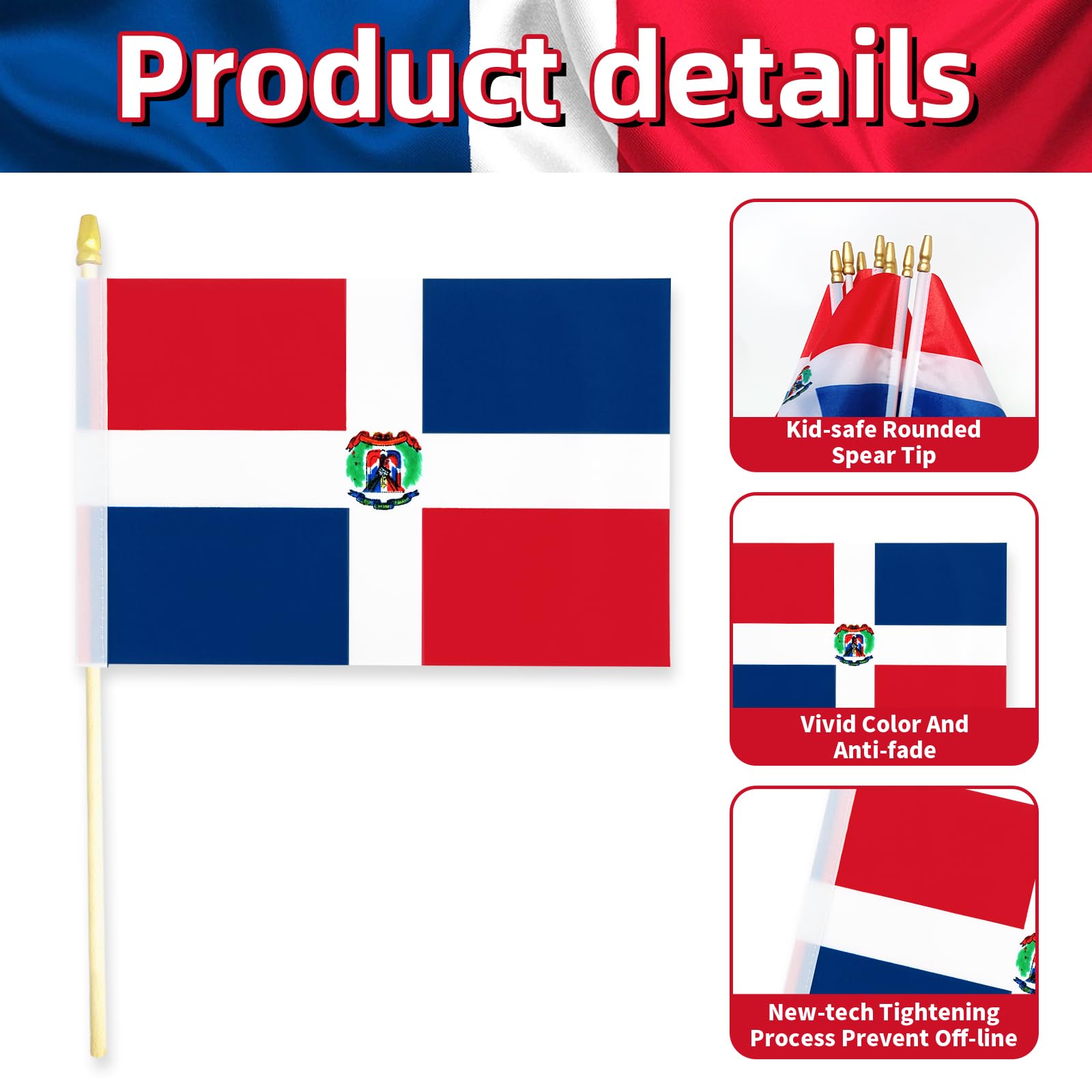 Snapklik.com : Pack Of 20, Handheld Dominican Republic Flags 5x8 Inch ...