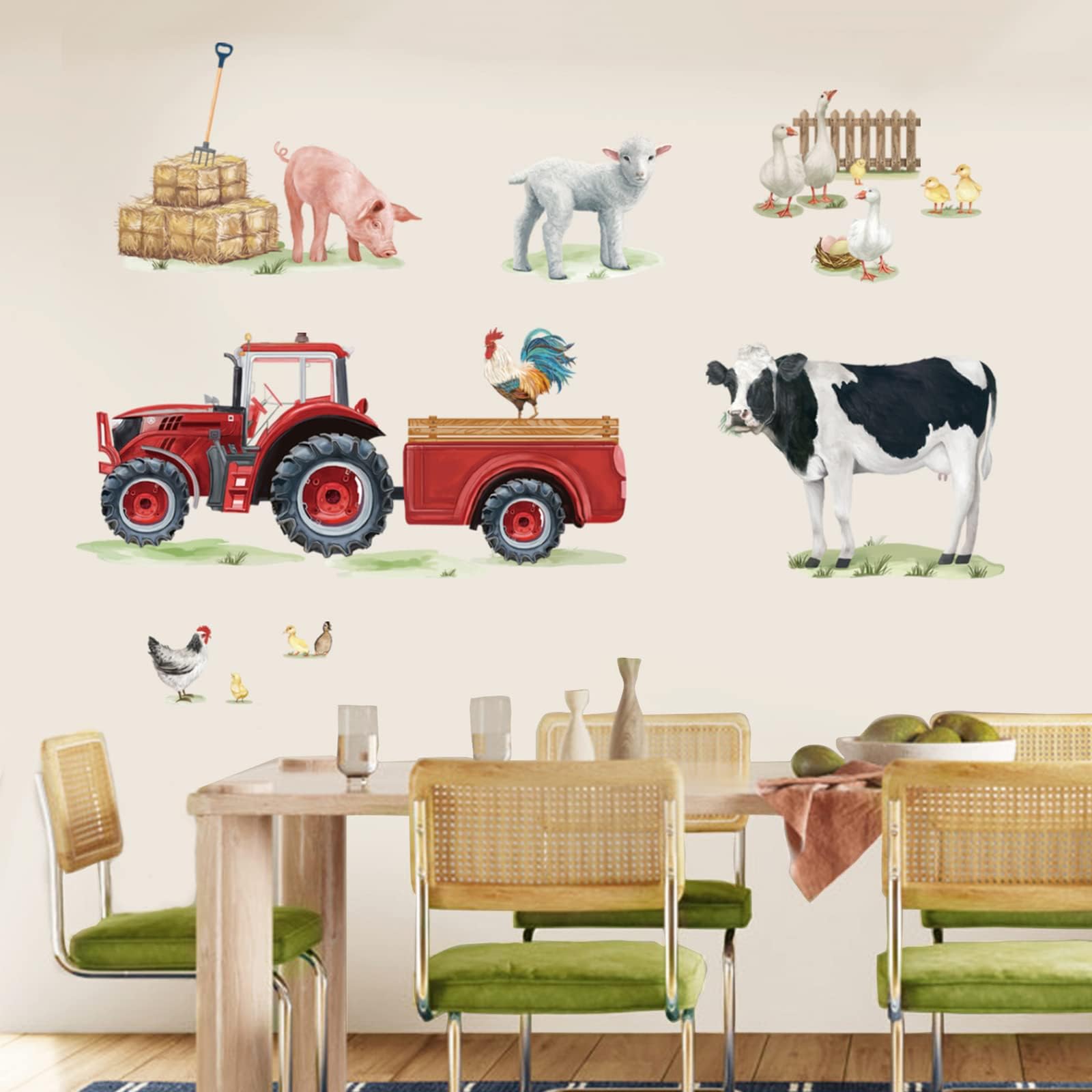 Large Farm Animal Wall Decals Peel and Stick Vintage Farmhouse Funny ...