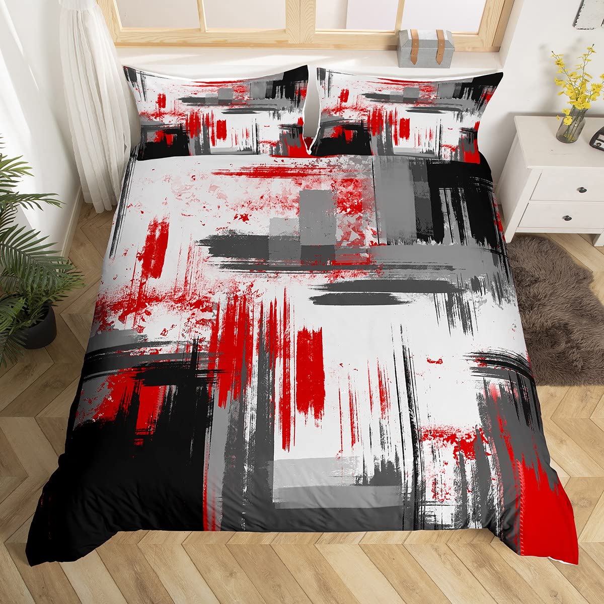 Amazon.com: Feelyou Abstract Comforter Cover Set Modern Abstract Art ...