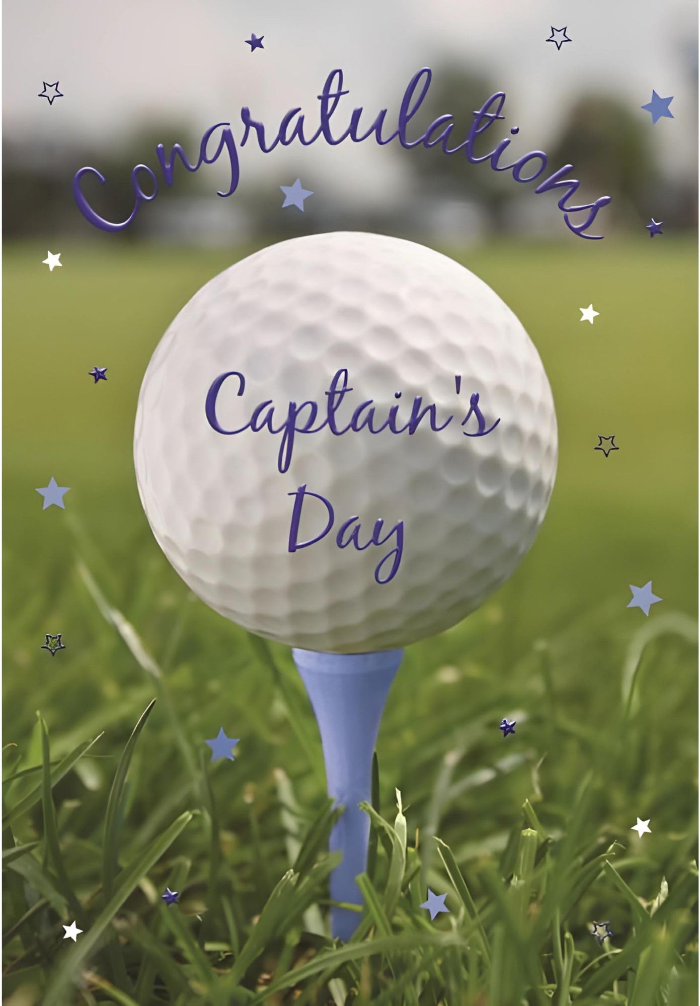 ICG Captain's Day Congratulations Card - Golf Ball on Blue Tee with ...