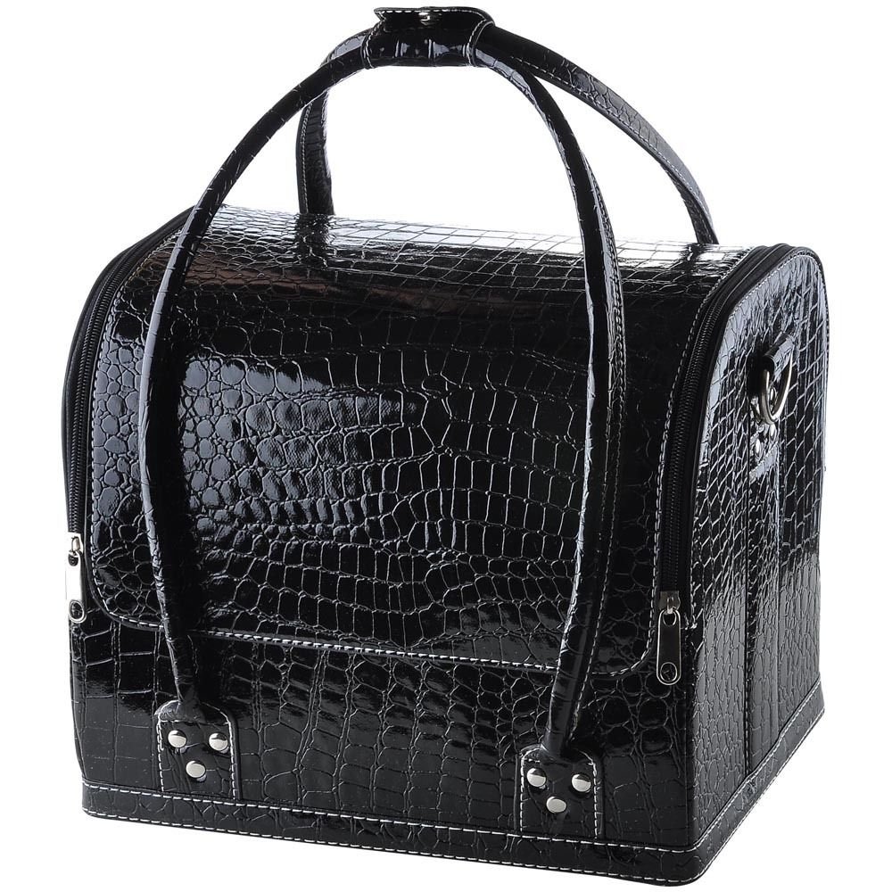 Amazon.com : AW Black 11x9x10" Crocodile Makeup Cosmetic Train Bag ...