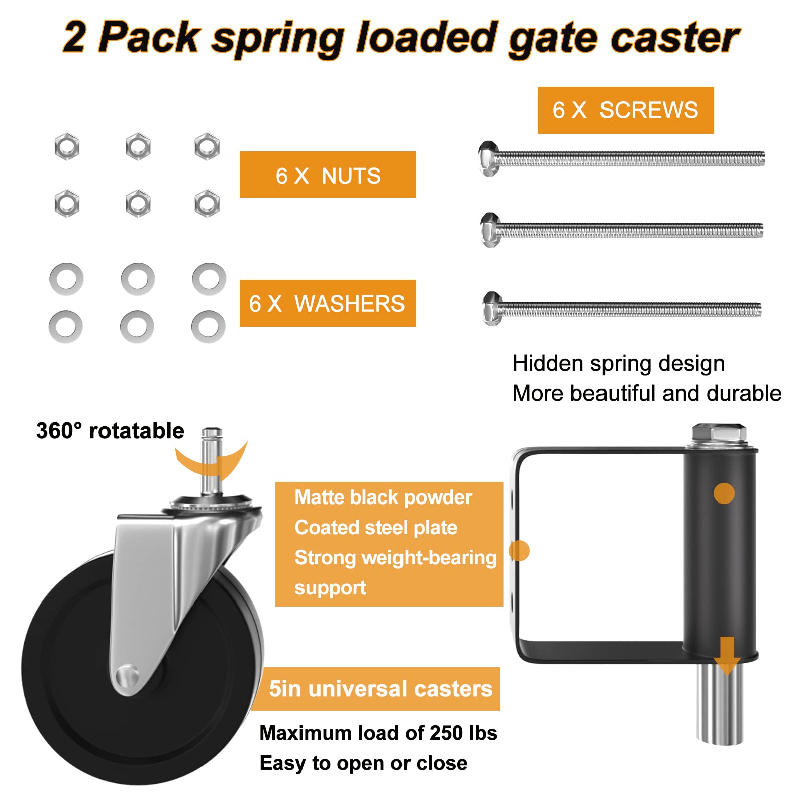 Snapklik.com : 5 Inches Gate Caster Wheels For Wooden Gate Heavy Duty ...