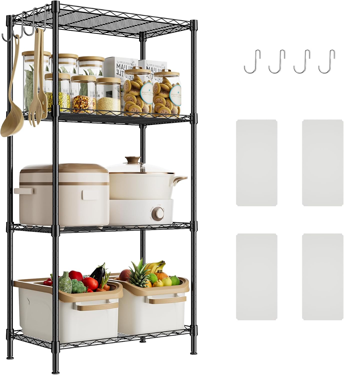 Amazon.com: SEMHOR 4 Tier Shelf Metal Wire Shelving Heavy Duty Storage ...