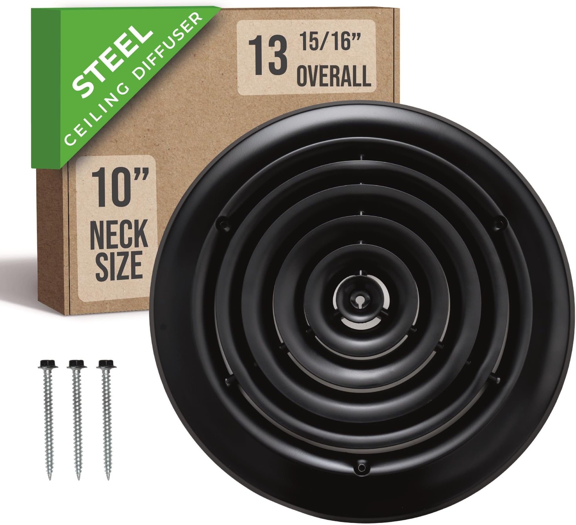 10" Round Ceiling Diffuser - Easy Air Flow - HVAC Duct [Black] - Amazon.com