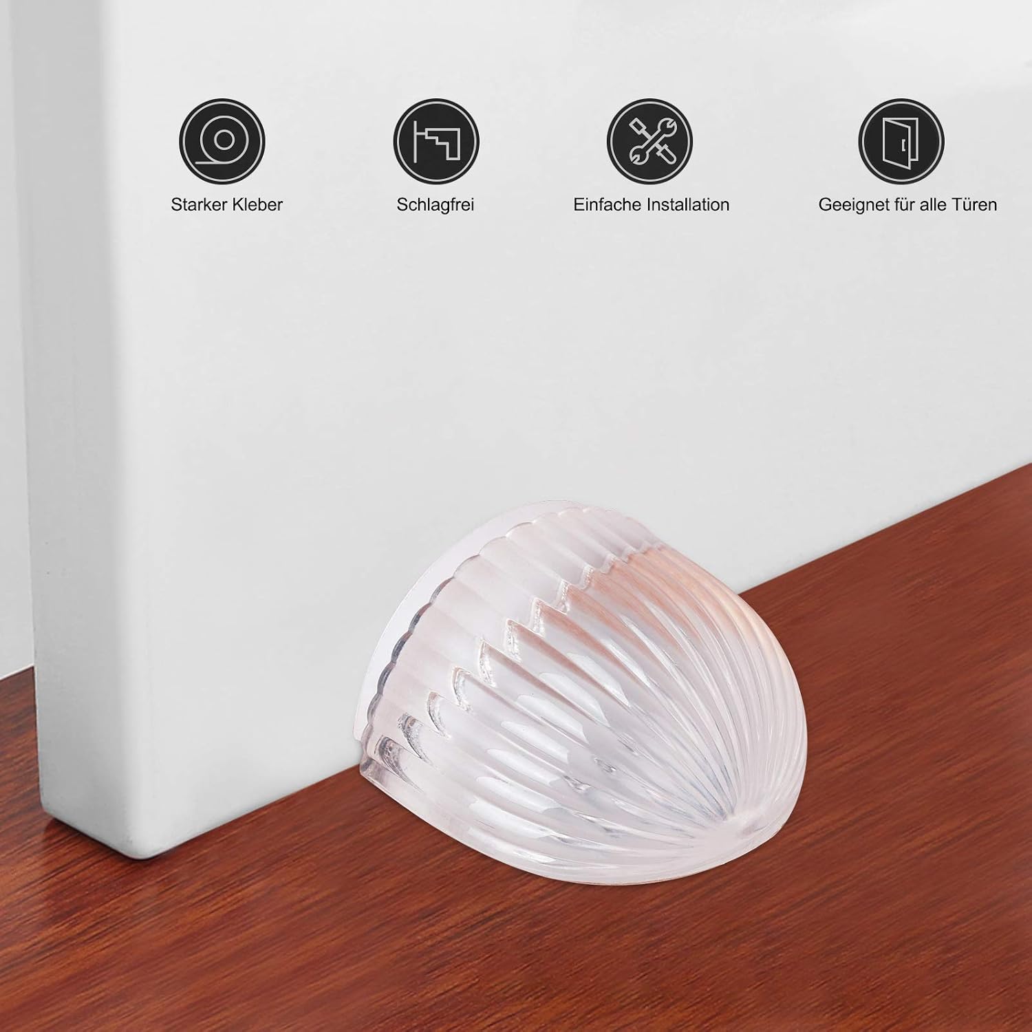 MINLUK Door stop, self-adhesive, set of 4, water crimping, floor door ...