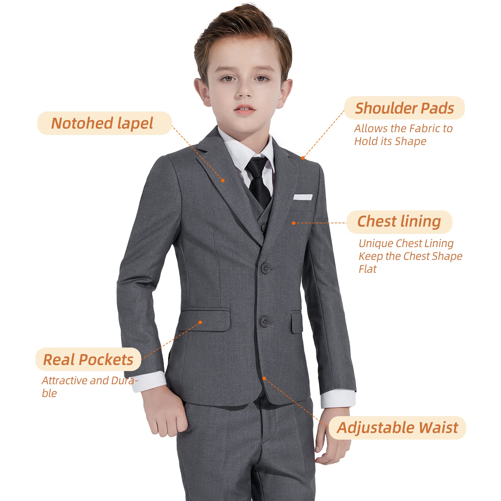 Snapklik.com : Boys Suit Gray Slim Fit Size 20 Youth Formal Suits For ...