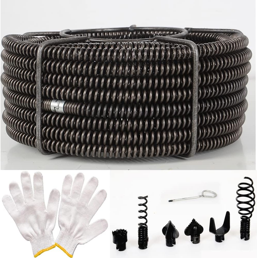 VEVOR Drain Cleaning Cable 100 FT x 3/8 Inch, Solid Core Steel Sewer ...
