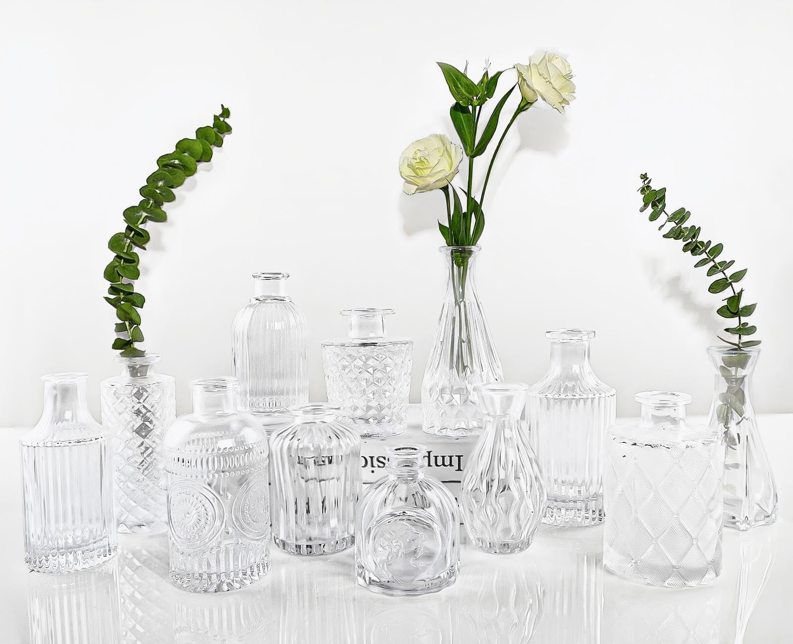 Amazon.com: Gather & Bloom Creations Glass Bud Vases for Centerpieces ...