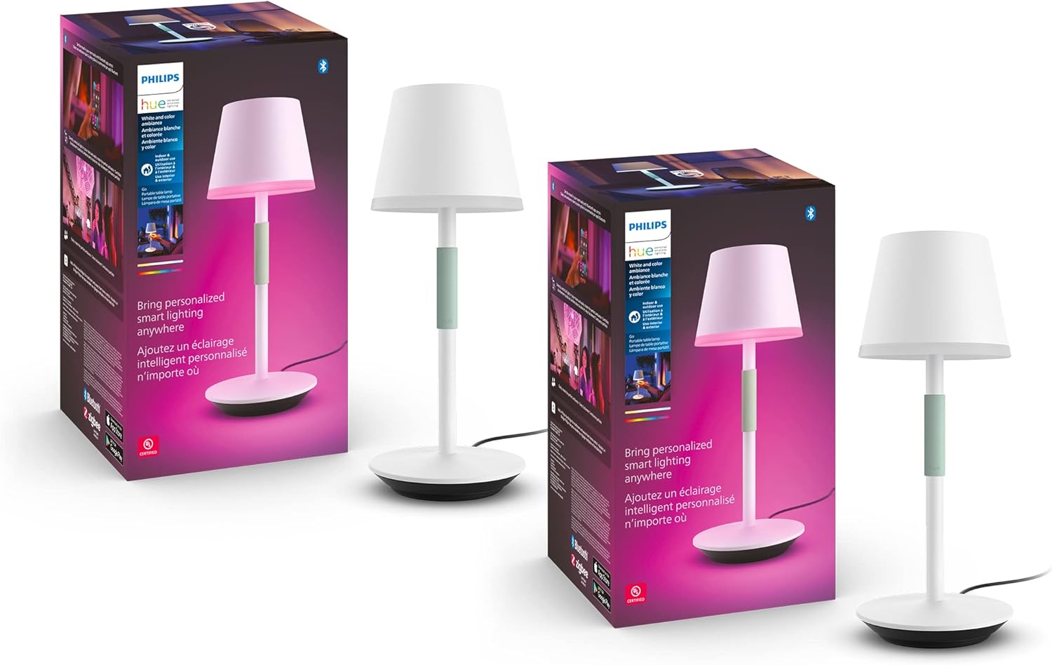 Amazon.com: Philips Hue Go Smart Portable Table Lamp, White - White and ...