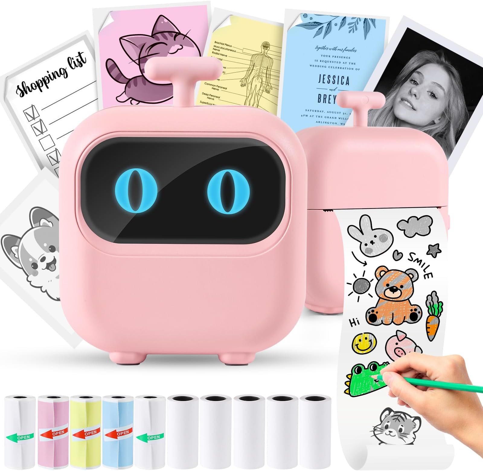 Amazon.com: Thermal Mini Printer, X2 Inkless Sticker Maker with Thermal ...