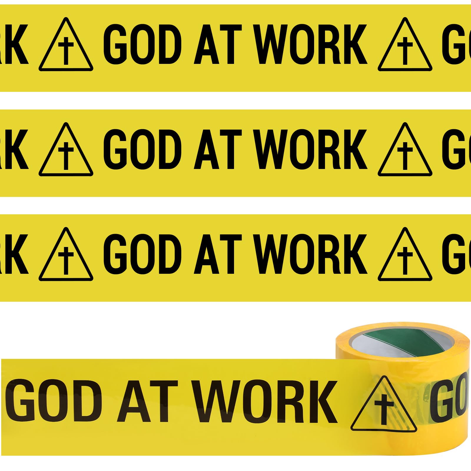 Snapklik.com : 2.95 Inch X 200ft God At Work Caution Tape Bright Yellow ...