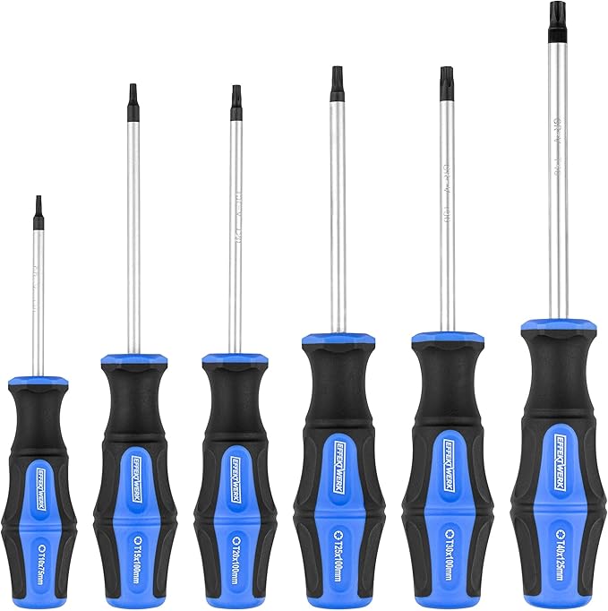 EffektWerk - 6-pc Torx Screwdriver Set - Star Screwdrivers T-10, T-15 ...