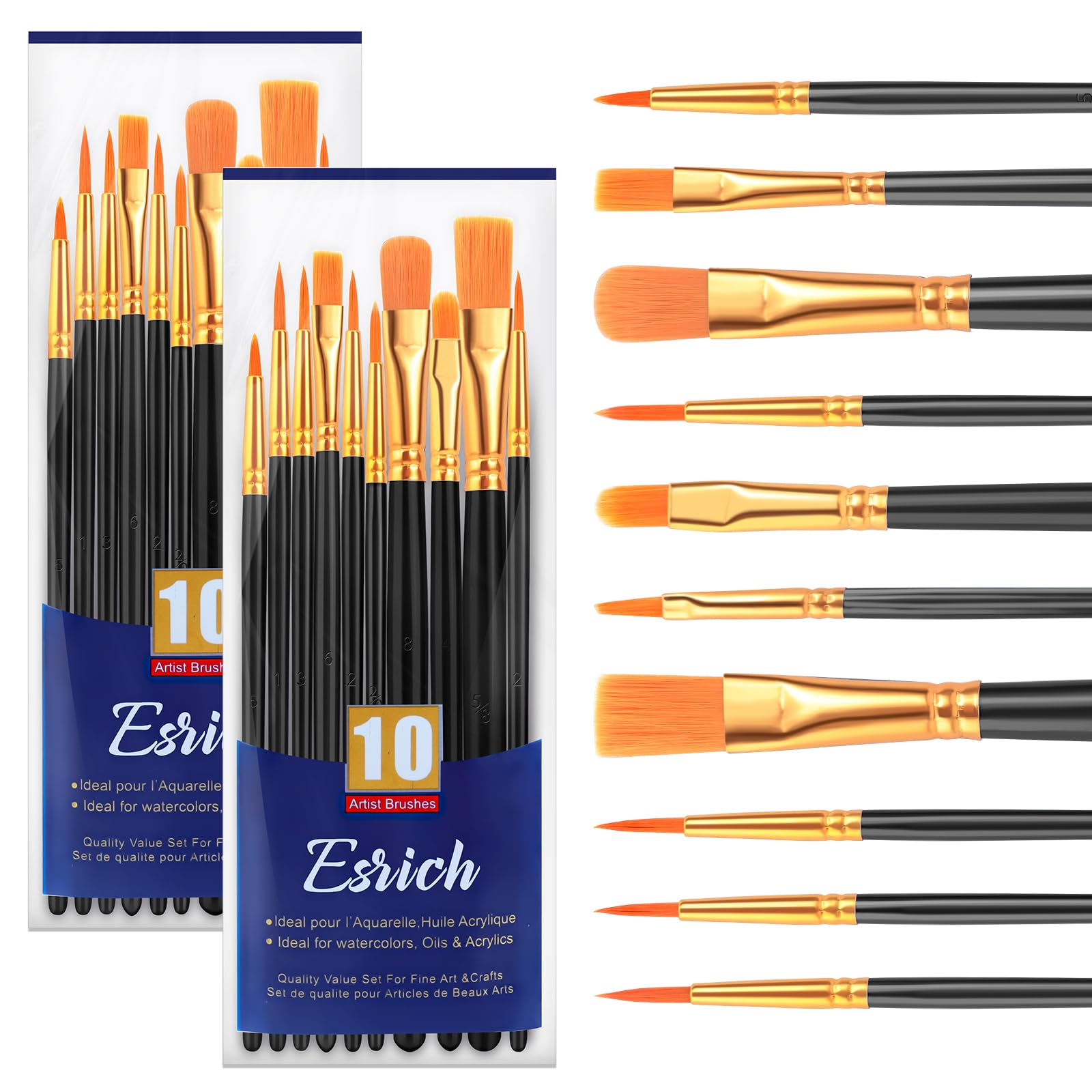 Snapklik.com : Paint Brushes, 2 Packs / 20 Pcs Nylon Miniature ...