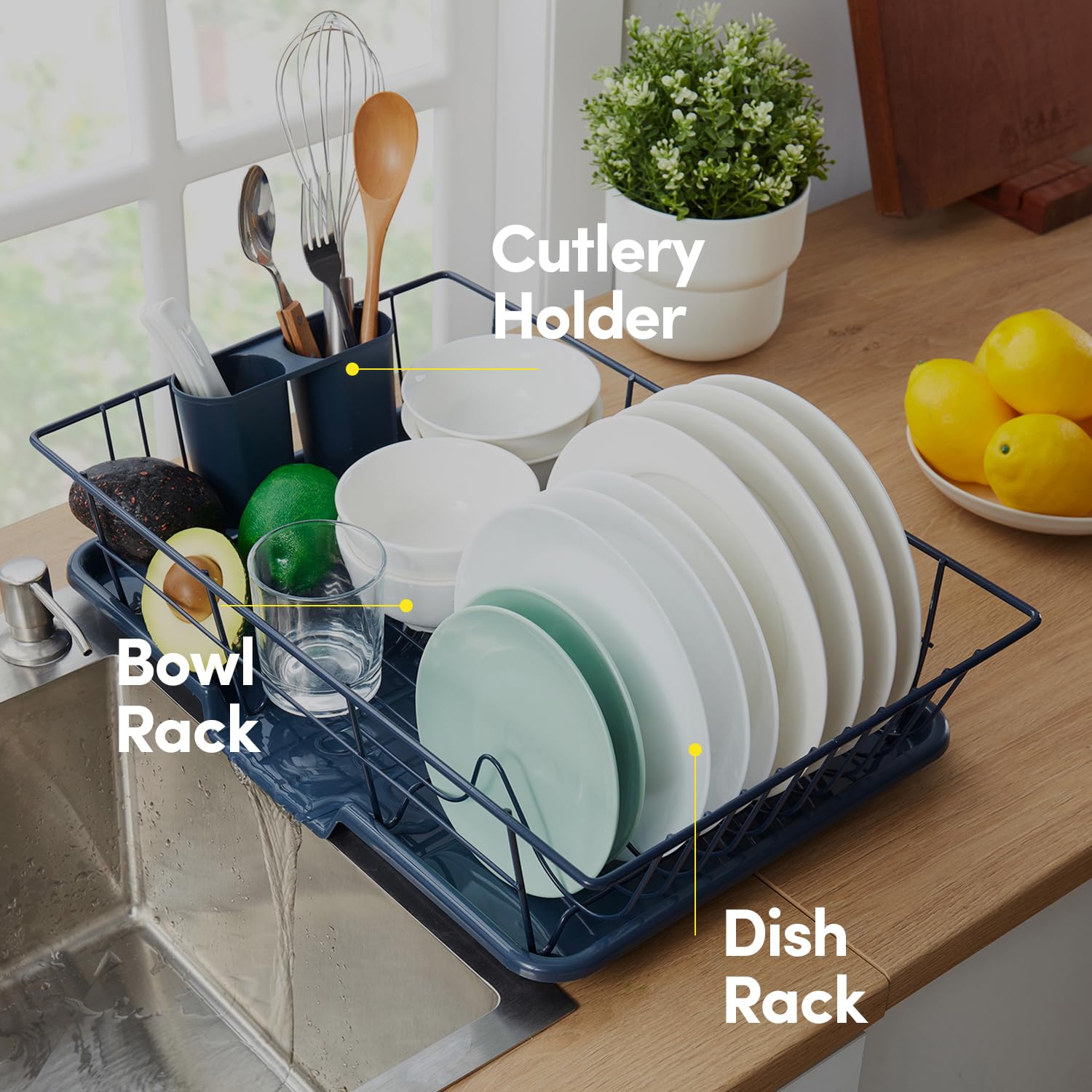 Snapklik.com : Sweet Home Collection Space-Saving 3-Piece Dish Drainer ...