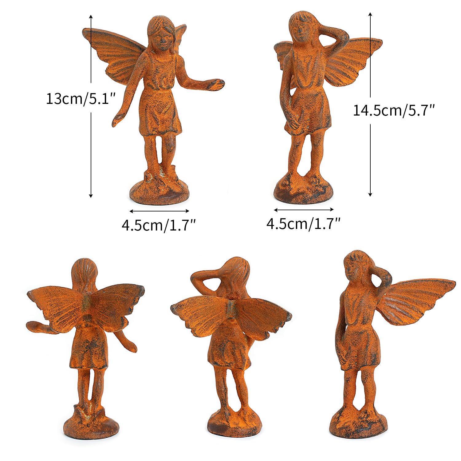 Snapklik.com : Cast Iron Garden Angel Statue, Set Of 2 Rustic Brown ...