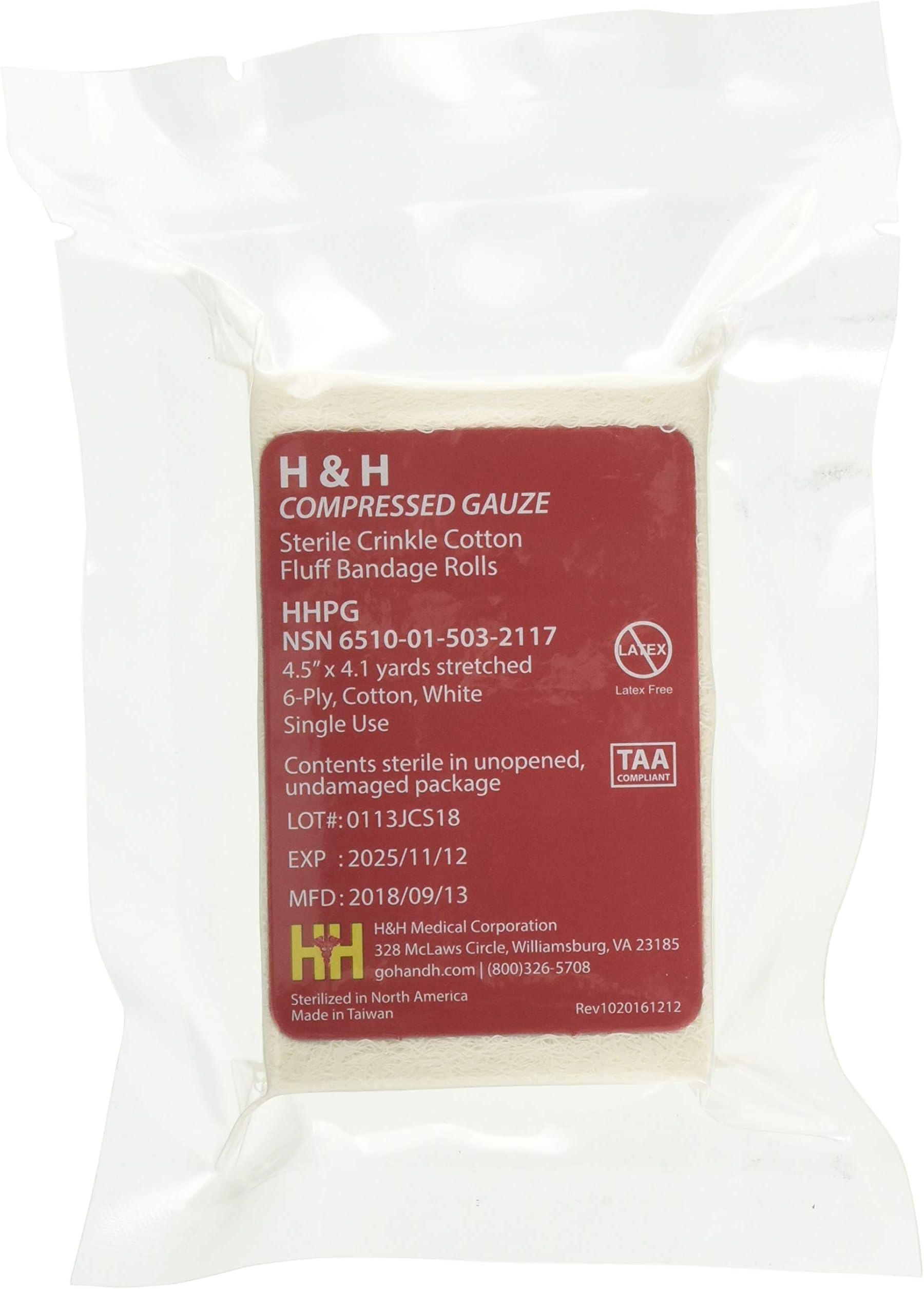 Amazon.com: [3 Pack] H&H Primed Compressed Sterile Gauze, 4.5" x 4.1 ...