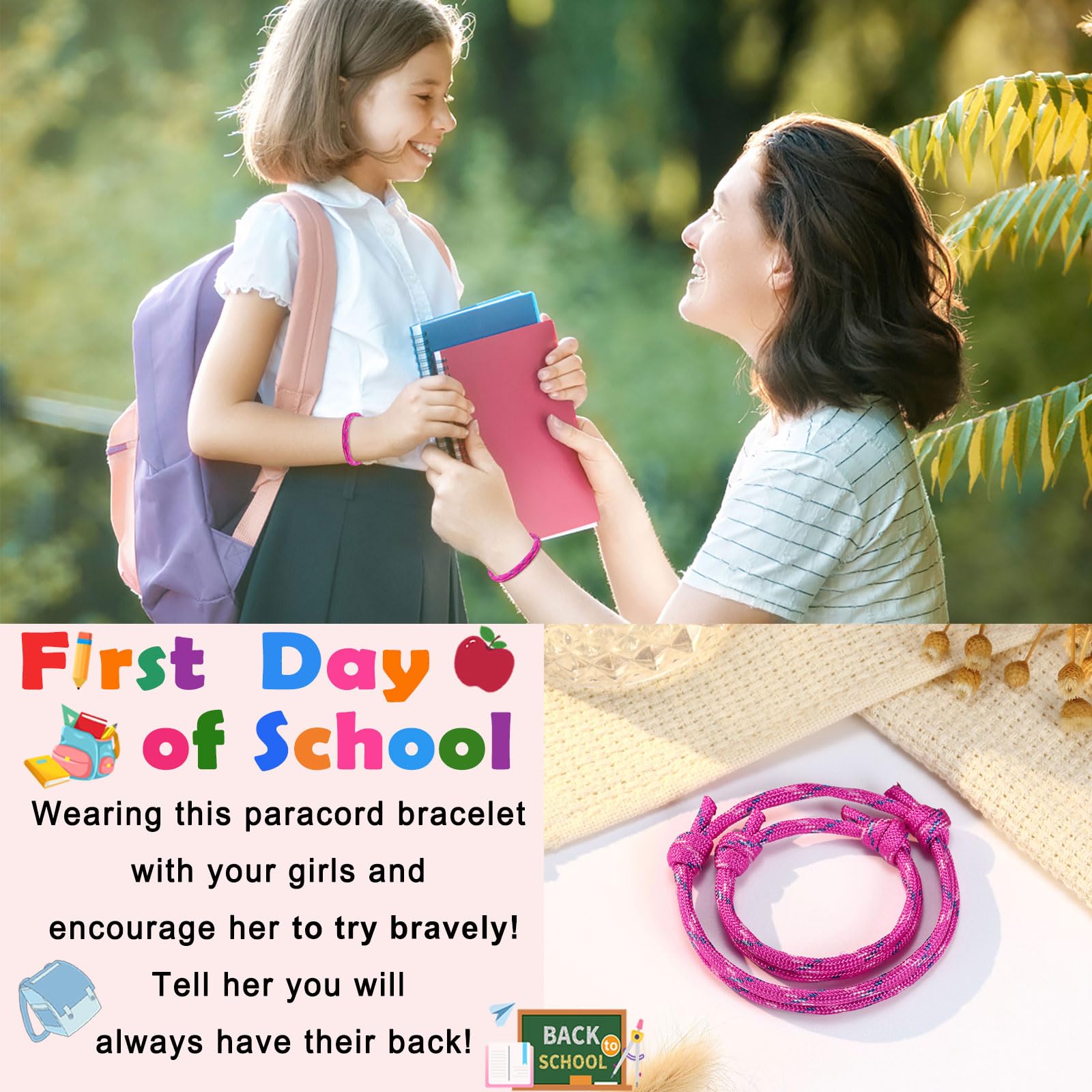 Snapklik.com : PINKDODO First Day Of School Bracelets Set For 2 String ...