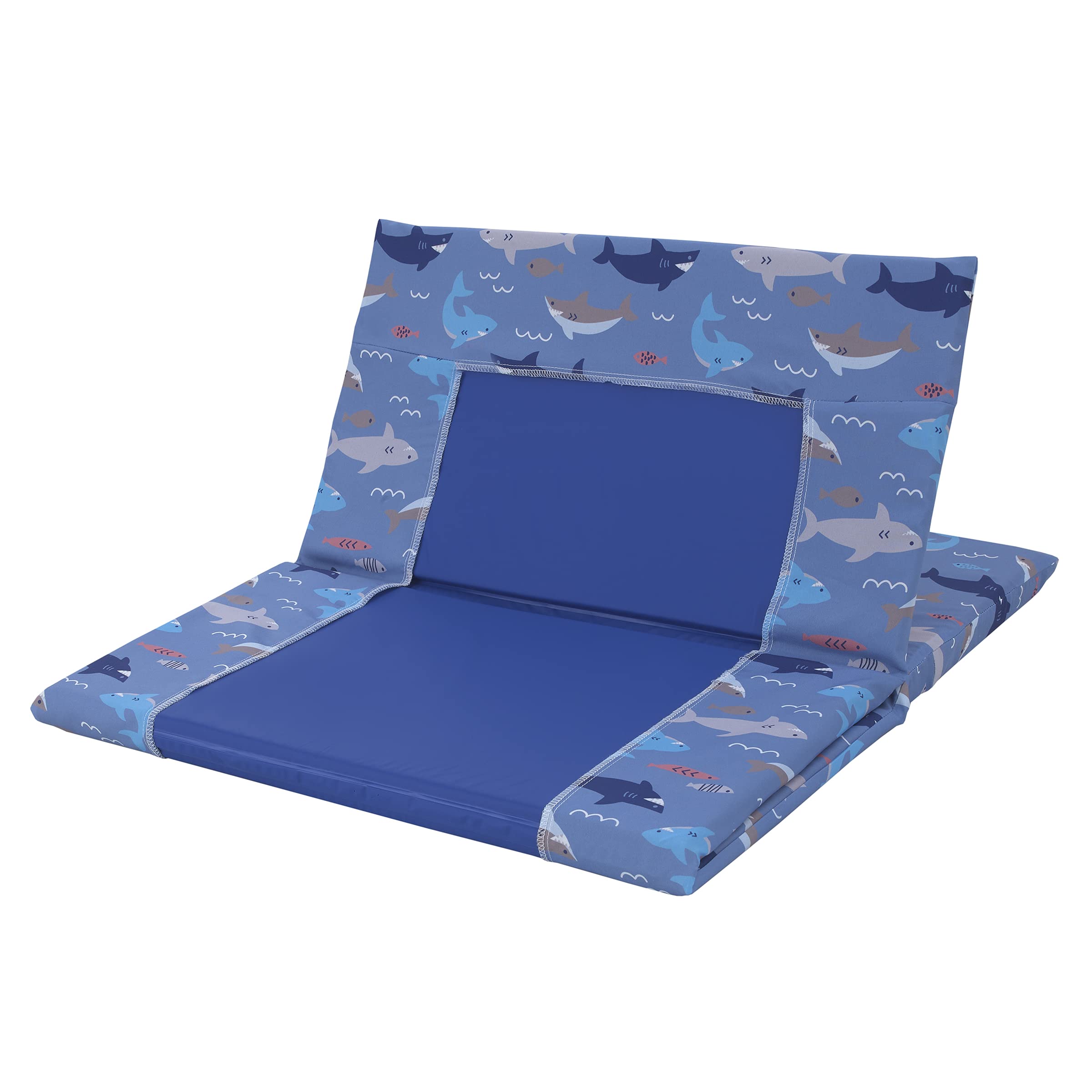 Snapklik.com : Shark, Fish, Ocean Blue And Grey Preschool Nap Pad Sheet