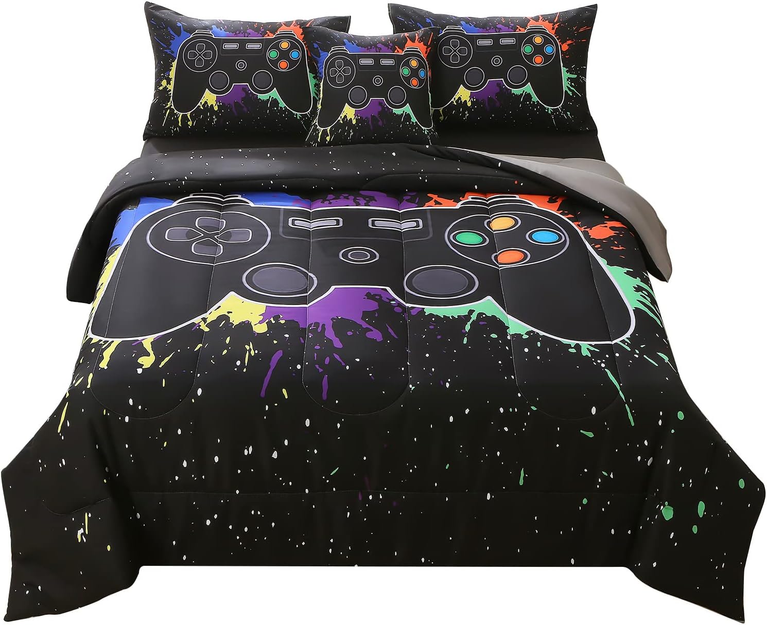 Amazon.com: Kids Rule 2 Piece Gamer Glow in The Dark Comforter Set ...